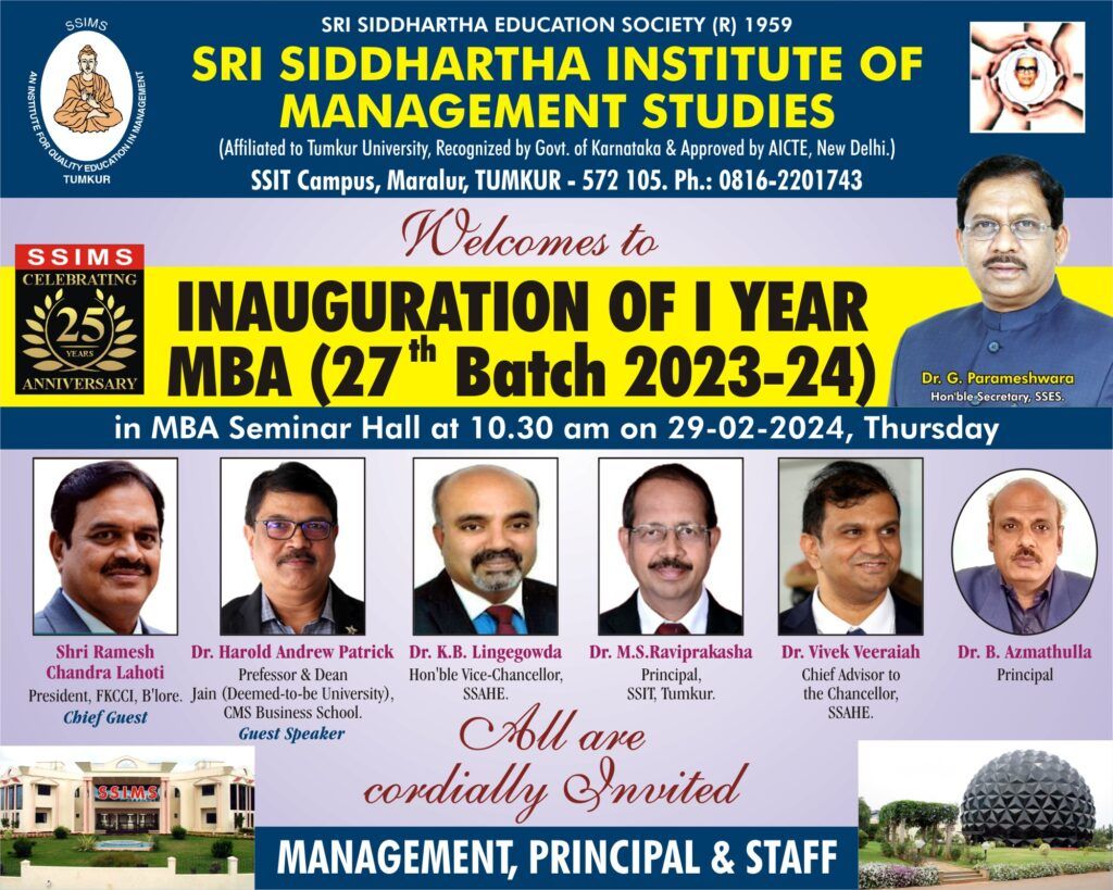 27th Batch I Semester MBA (2023-2025) Grand Inauguration on 29-02-2024 ...